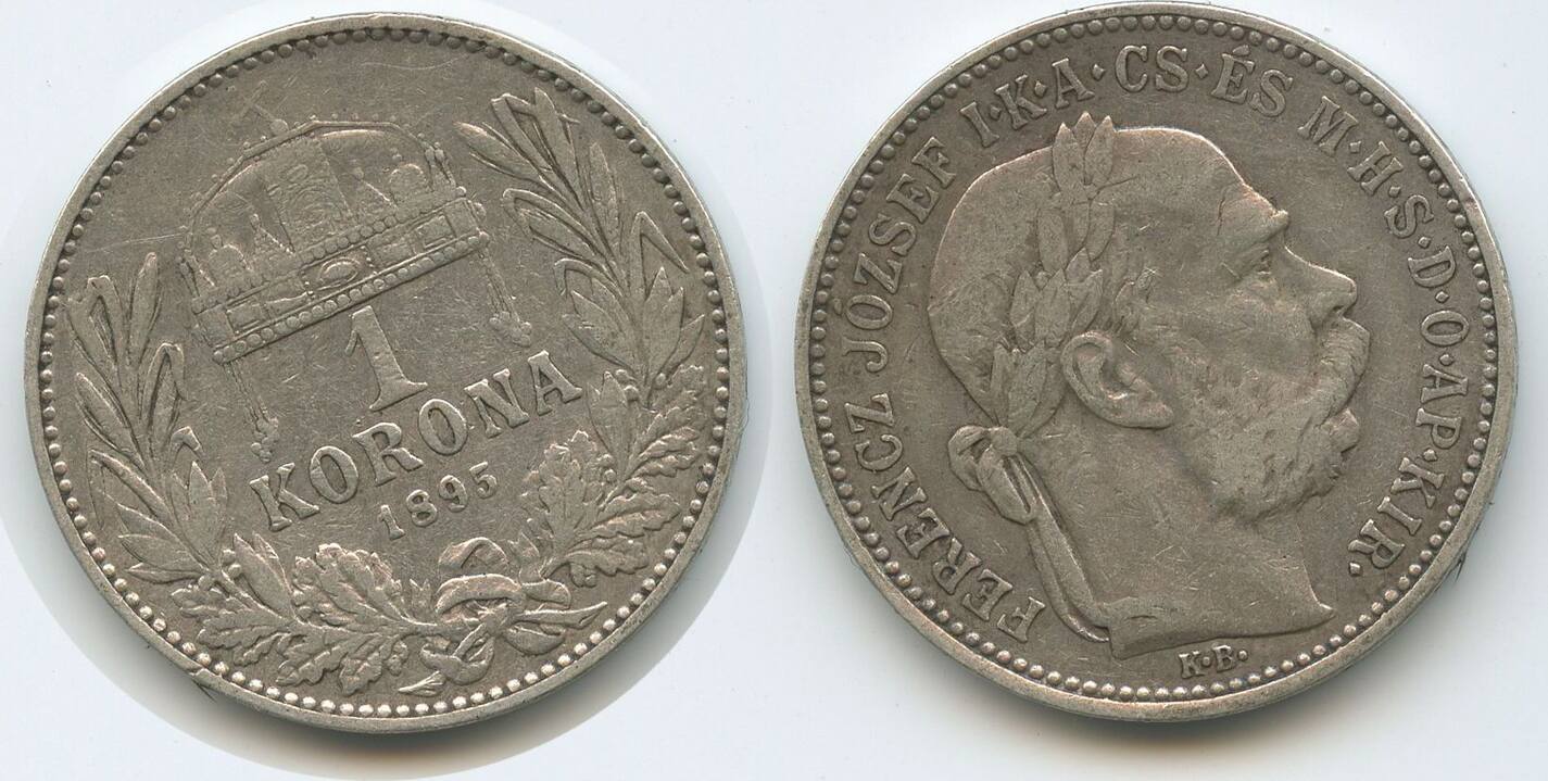 Ungarn Kaiserreich 1 Korona (Krone) Silber 1893 KB Kremnitz G5673 - Kaiser Franz Joseph I. 1848 ...