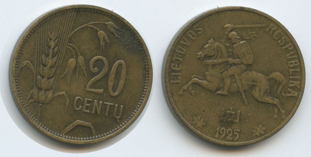 Litauen 20 Centu 1925 G11625 - Lithuania Latvia Sehr Schön - Vorzüglich ...