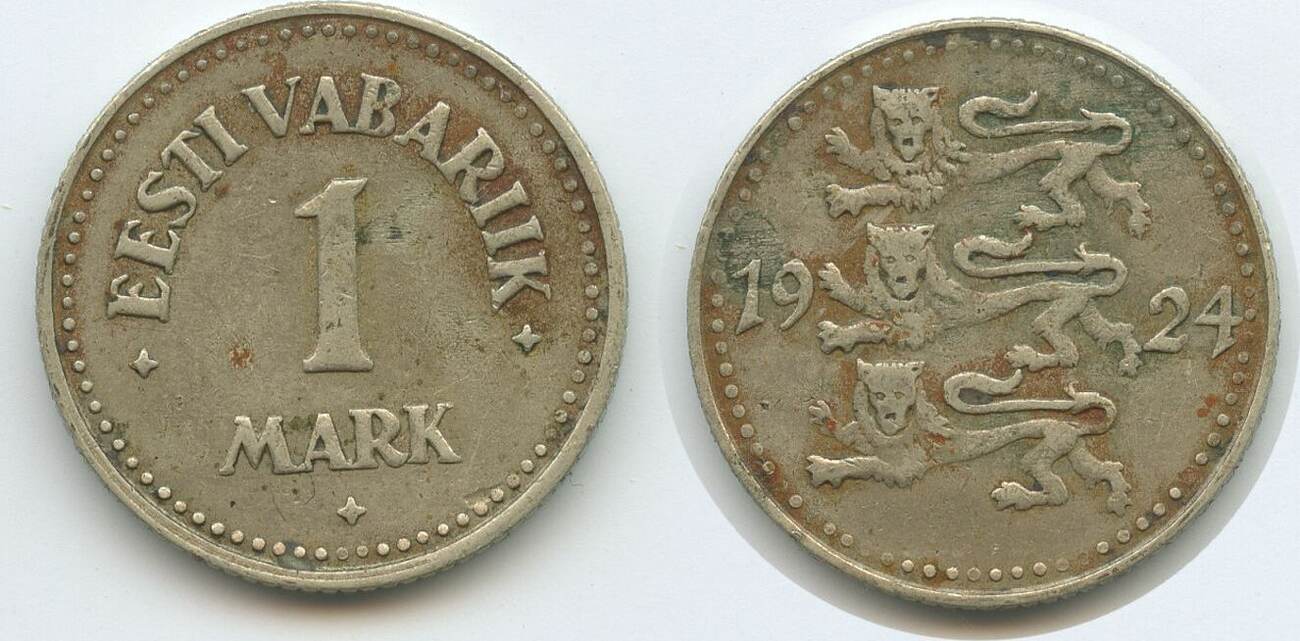 Estland 1 Mark 1924 G11628 - Eesti Vabariik Eesti Estonia Sehr schön ...