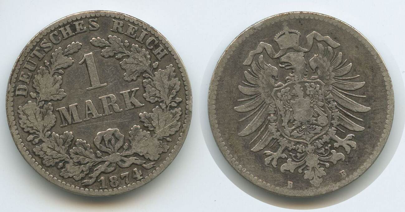 Deutsches Reich Kaiserreich 1 Mark Silber 1874 B Hannover G10670 - Wilhelm I. 1871-1888 Germany ...
