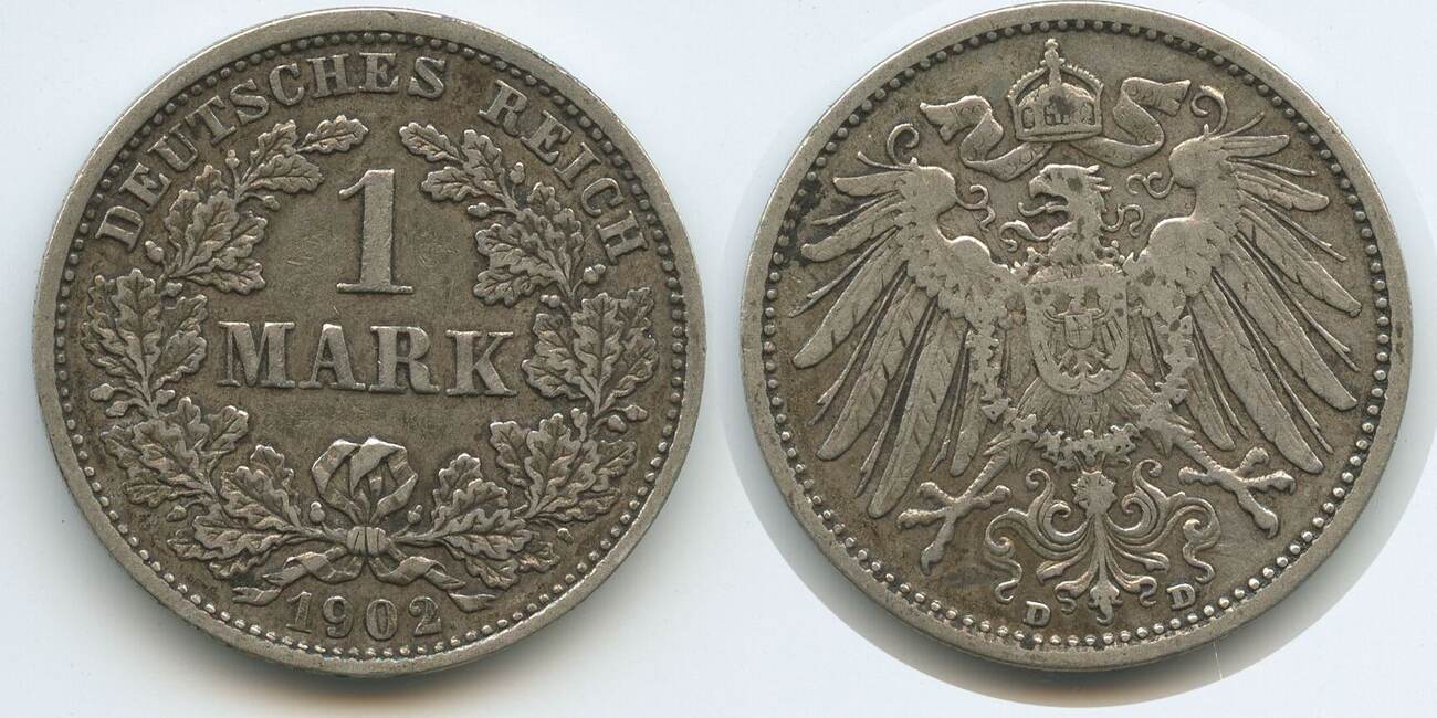 Deutsches Reich Kaiserreich 1 Mark Silber 1902 D München G10694 ...