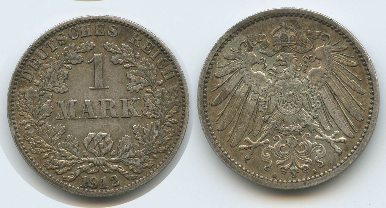 Deutsches Reich Kaiserreich 1 Mark Silber 1912 A Berlin G10734 - Wilhelm II. 1888-1918 Germany ...