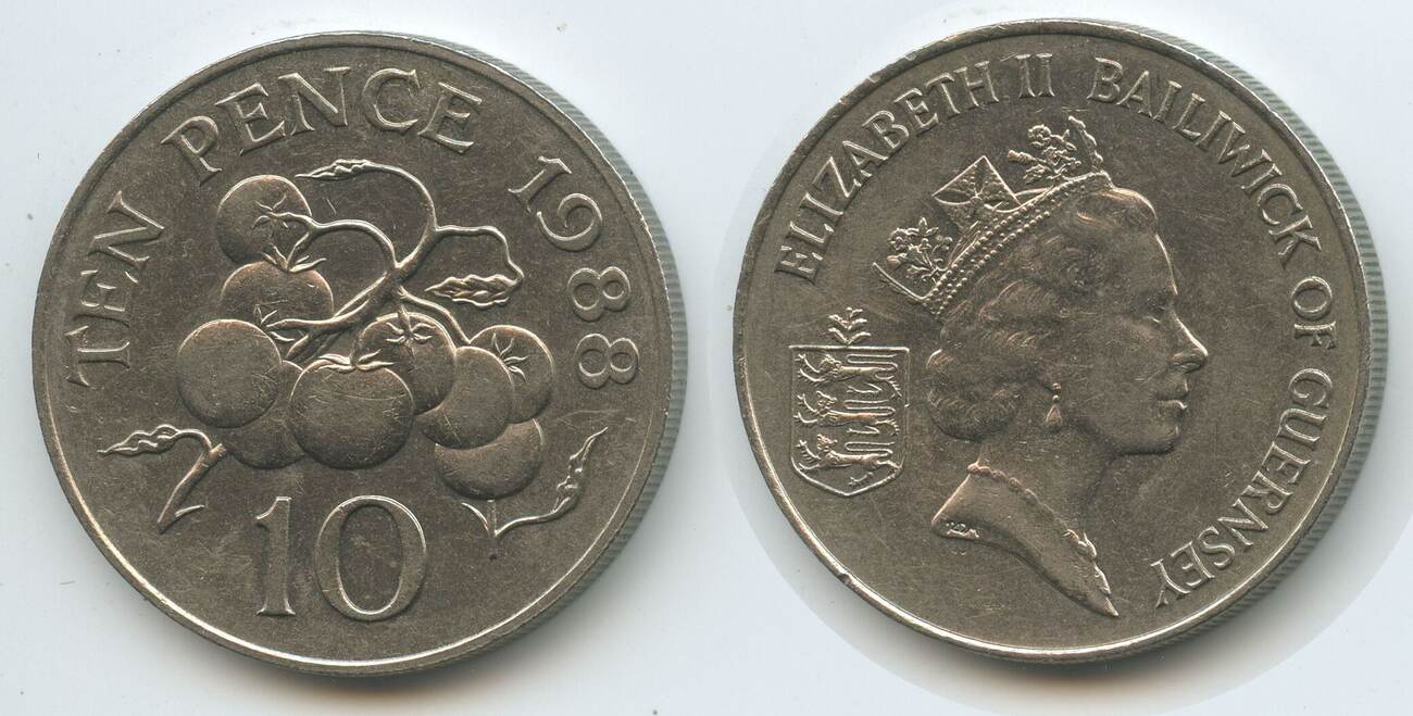 Guernsey 10 Pence (Ten Pence) 1988 G9994 - Tomaten - Tomato plant ...