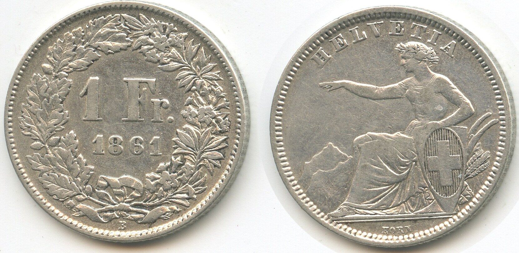 Schweiz 1 Franken 1861 B M#6741 - Sitzende Helvetia SEHR RAR Sehr Schön | MA-Shops