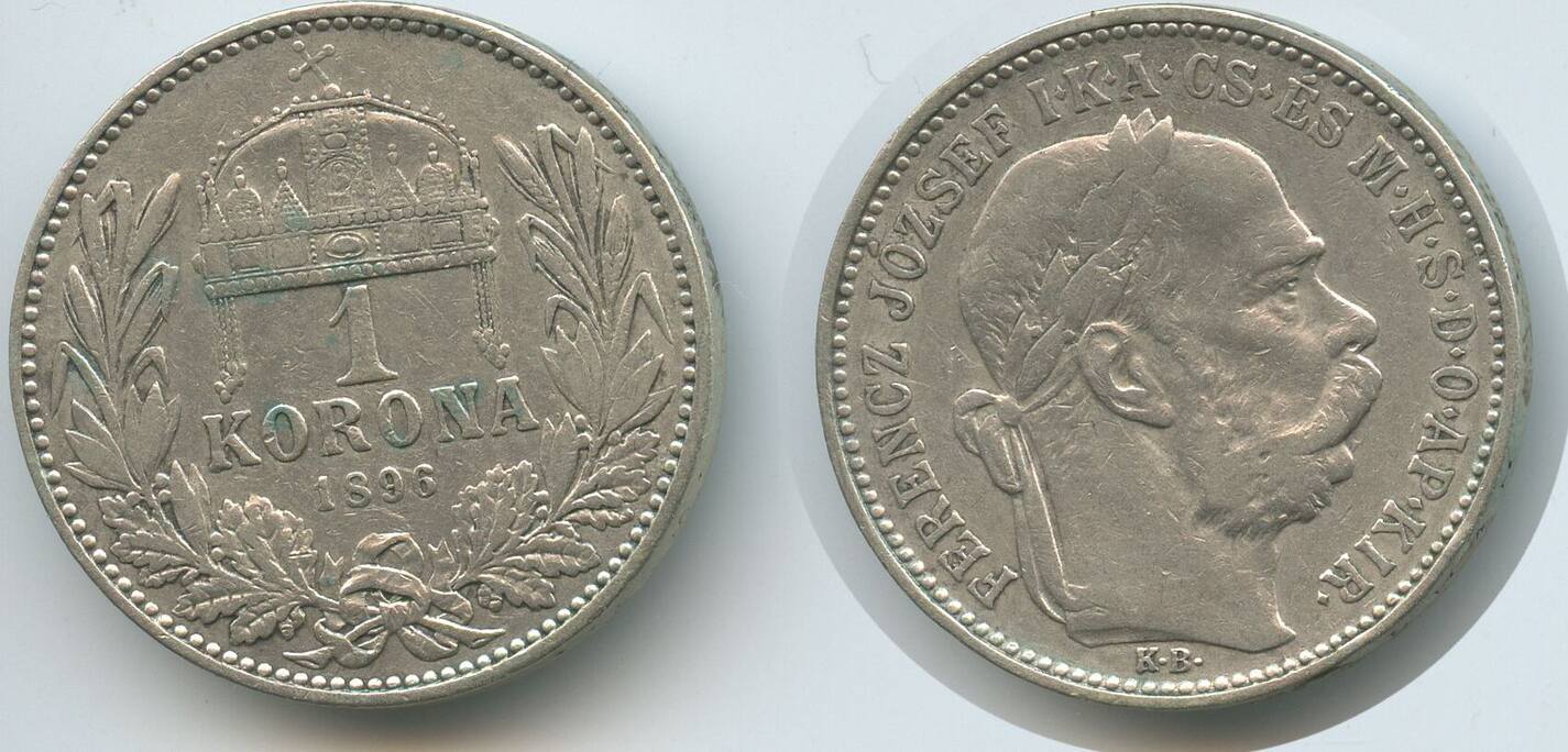 Ungarn Kaiserreich 1 Korona (Krone) Silber 1896 KB Kremnitz G5717 - Kaiser Franz Joseph I. 1848 ...