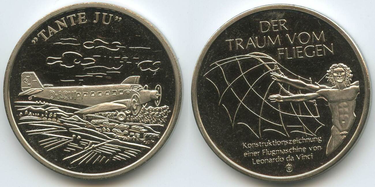 Deutschland Bundesrepublik Medaille nd. G15358 - Der Traum vom Fliegen - Tante Ju (Junkers) Fast ...
