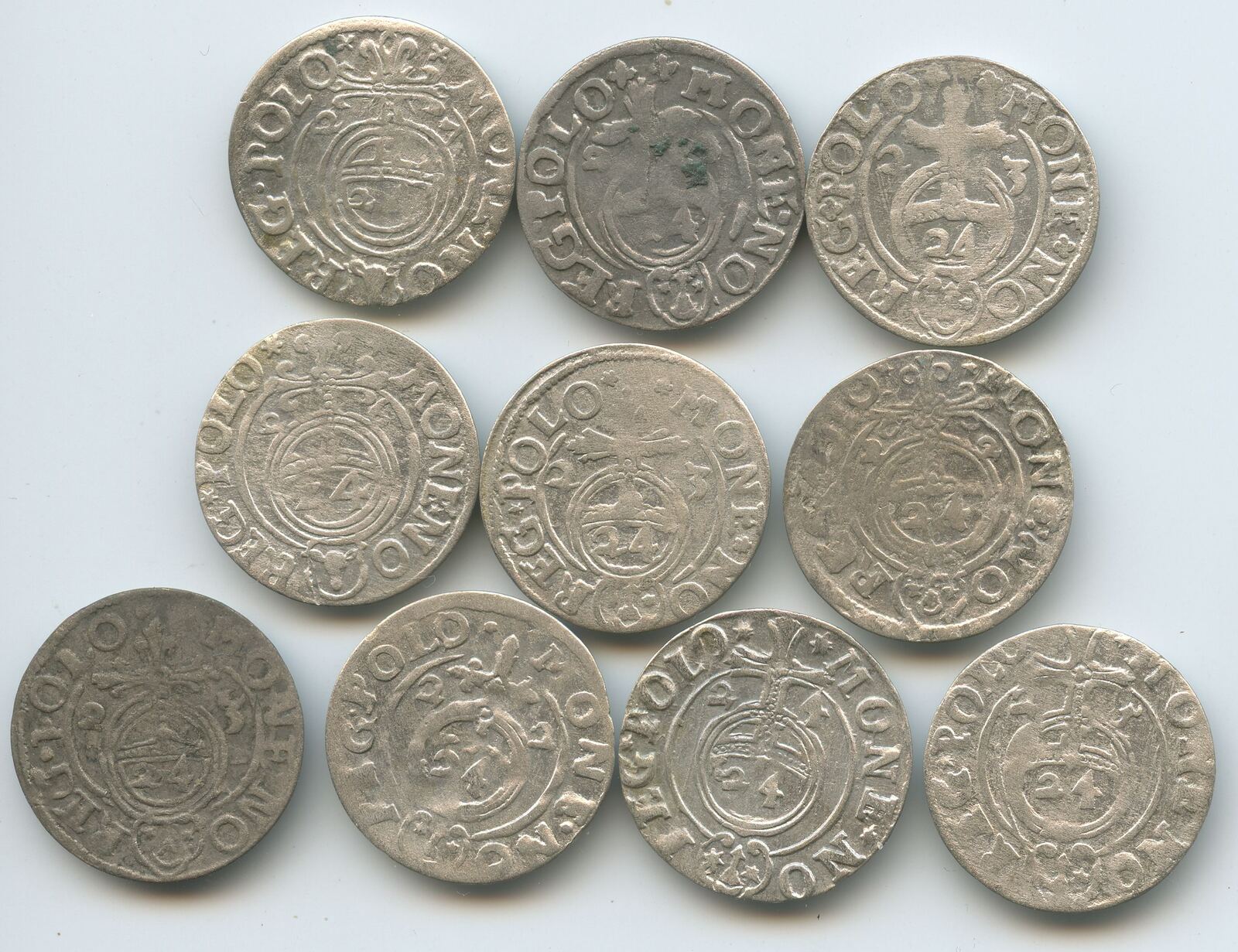 Polen Lot 10 Stück 3 Pölker (1/24 Taler) 1622-1627 GS1168 - Poland ...
