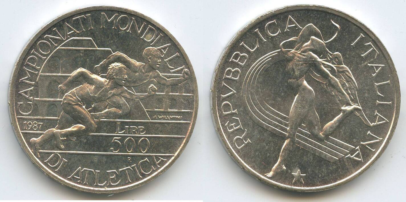 Italien Republik 500 Lire Silber 1987 R Rom M#7602 - Leichtathletik WM World Athletic ...