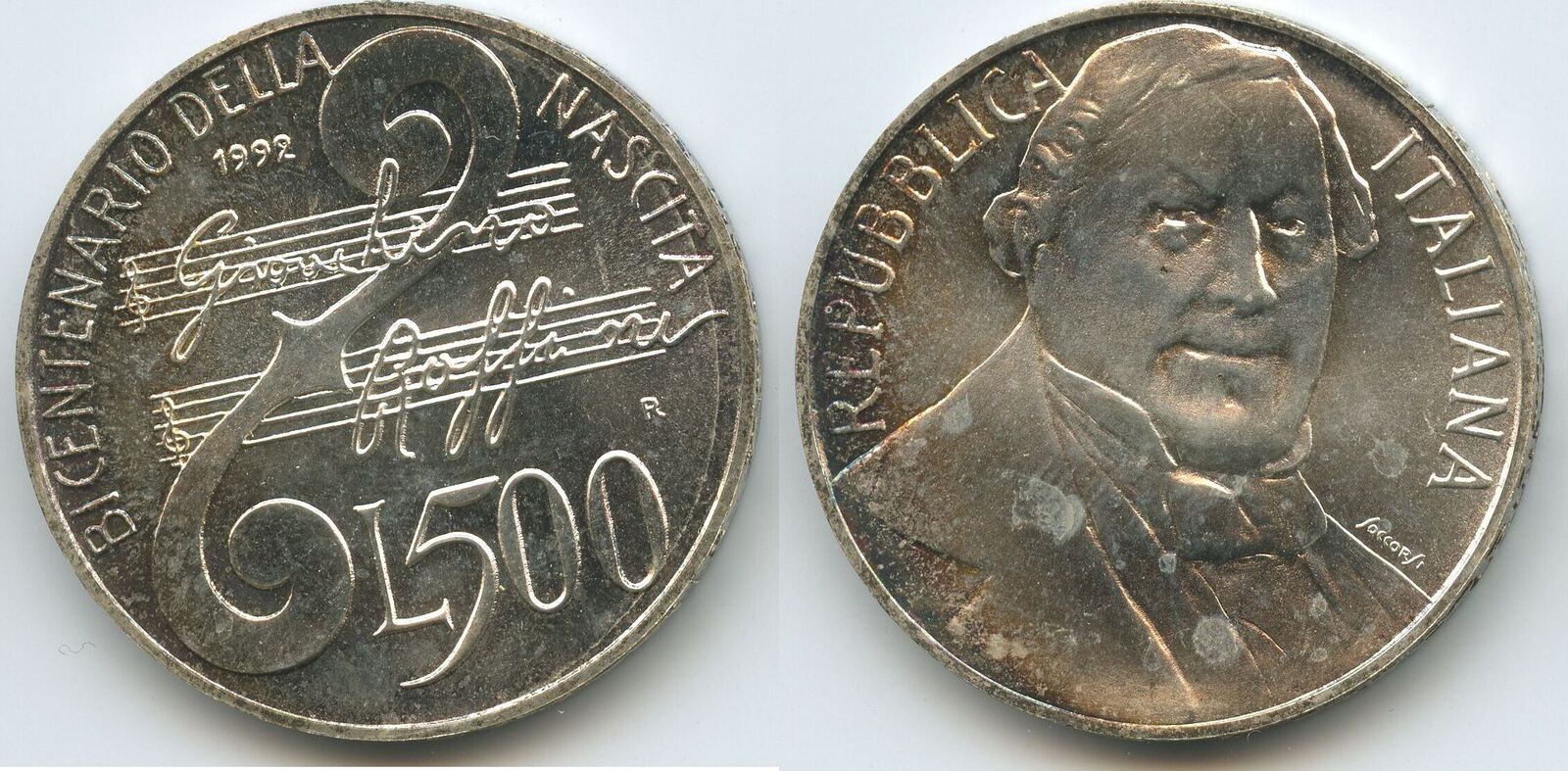 Italien Republik Italy 500 Lire Silber 1991 R Rom M#7621 - 250th Anniversary of the Death of ...