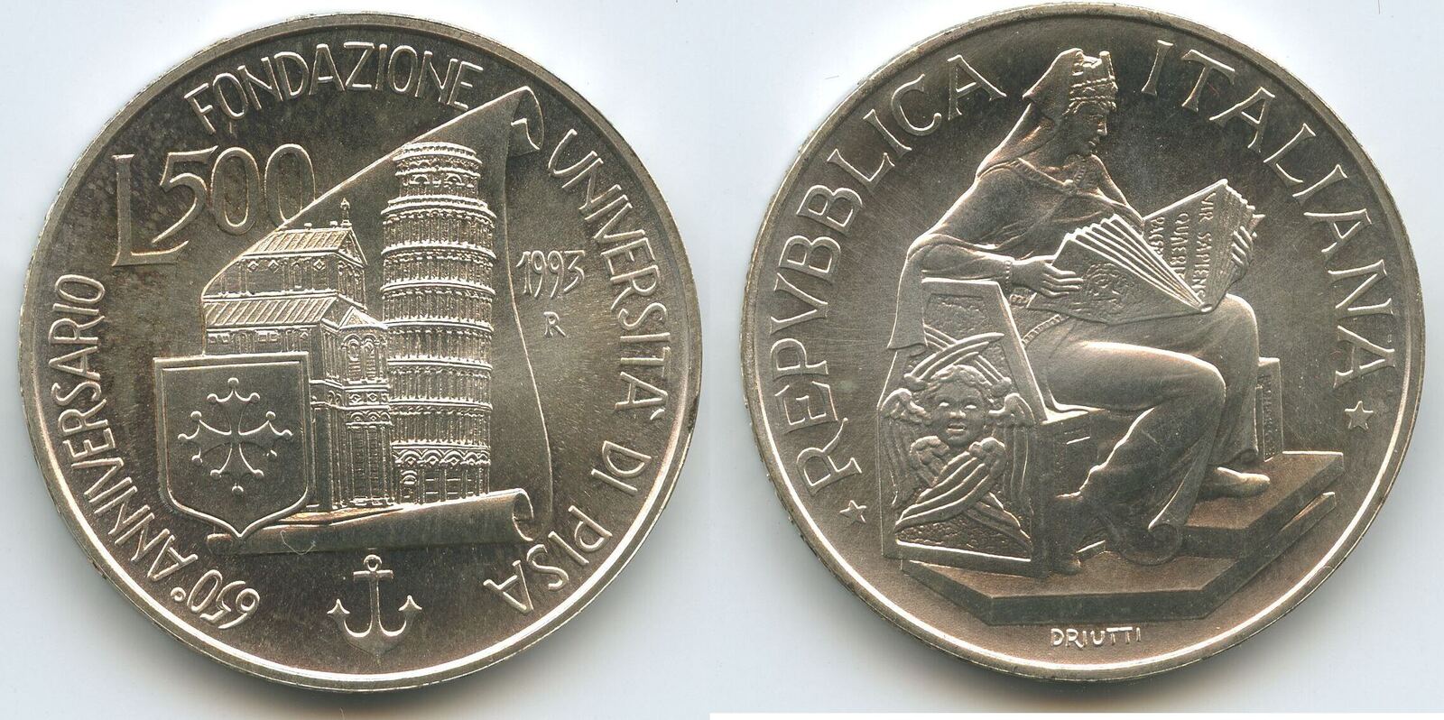 Italien Republik 500 Lire Silber 1993 R Rom M#7627 - 650th Anniversary of the foundation of the ...