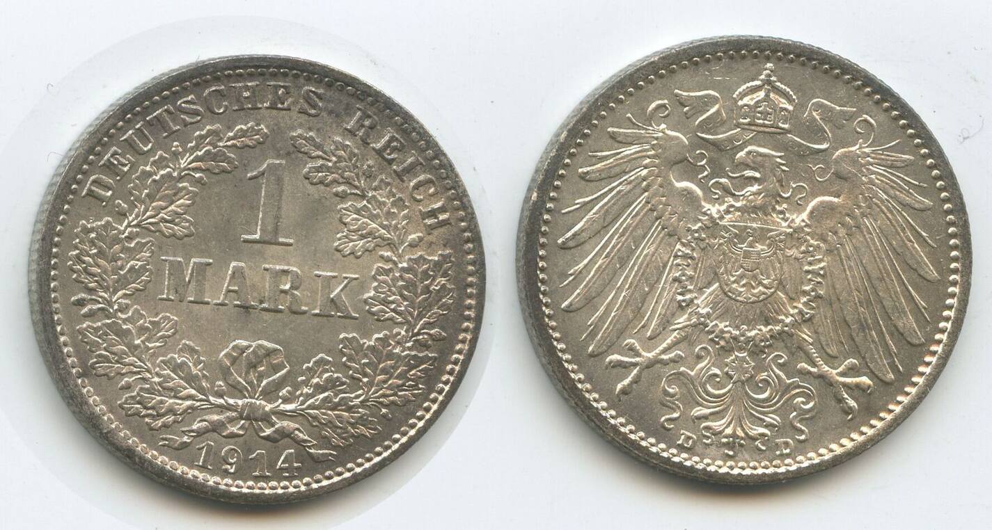 Deutsches Reich Kaiserreich 1 Mark Silber 1914 D München S0442 - Germany Empire Wilhelm II ...