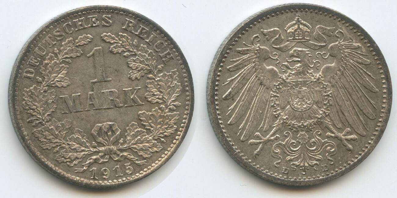 Deutsches Reich Kaiserreich 1 Mark Silber 1915 D München S0473 - Germany Empire Wilhelm II. Fast ...