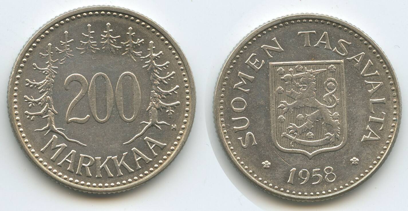 Finnland 200 Markkaa Silber 1958 H H0561 - Finland Suomi Vorzüglich ...