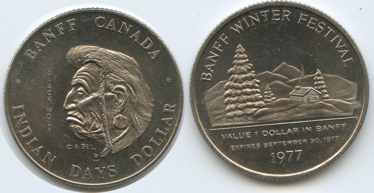Kanada Banff Alberta Canada Indian Days Dollar 1977 G9930 - Chief Black ...