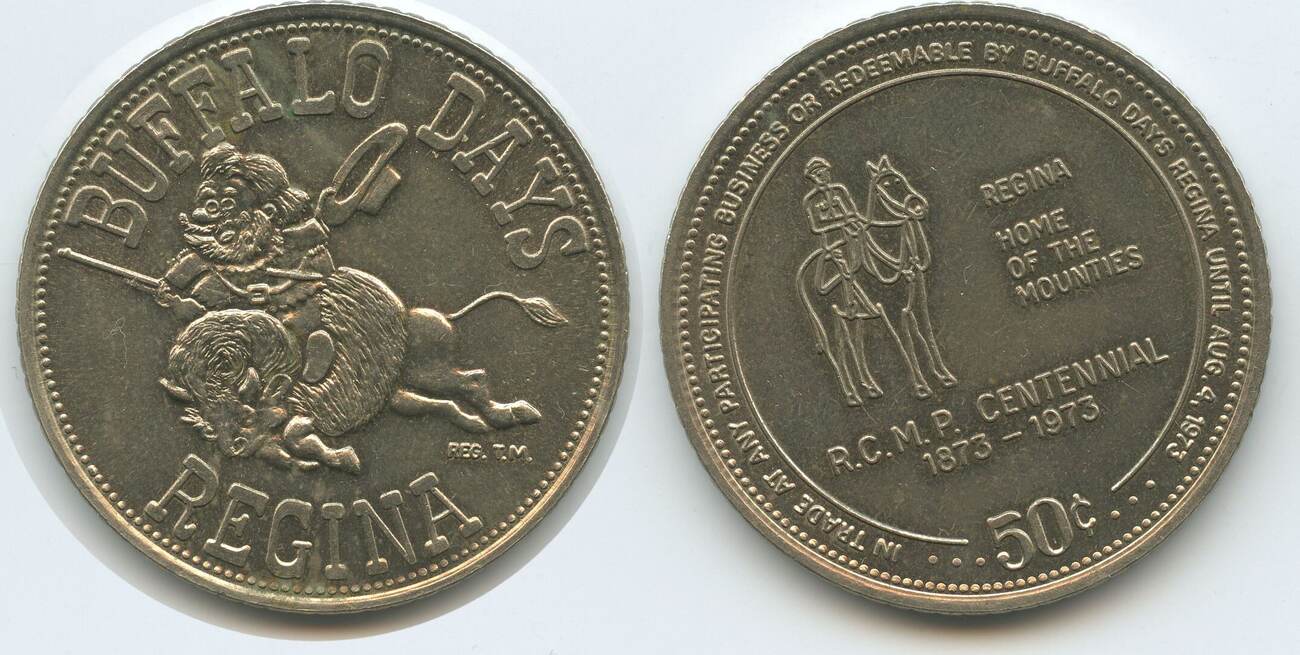 Kanada Saskatchewan Canada 50 Cents Token 1973 G6473 - Buffalo Days ...
