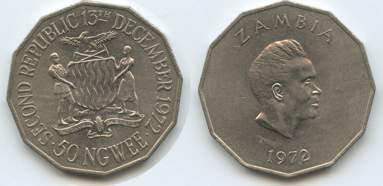 Sambia 50 Ngwee 1972 G1092 - Second Rebulic 13.December Zambia Fast ...