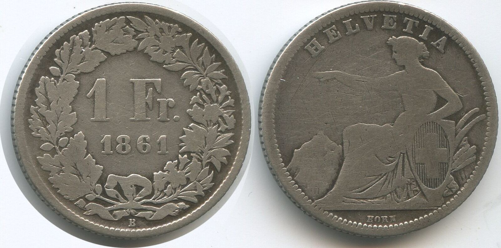 Schweiz Eidgenossenschaft 1 Franken 1861 B Bern M#6741 - Sitzende Helvetia SEHR RAR Schön | MA-Shops