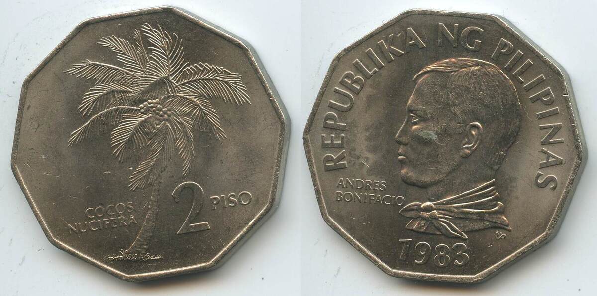 Philippinen 2 Piso 1983 G6131 - Coconut palm Kokospalme - Andrés ...