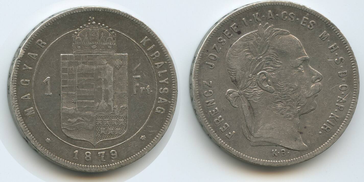 Ungarn Kaiserreich Österreich 1 Forint Silber 1879 KB Kremnitz Kremnica G5664 - Franz Joseph I ...