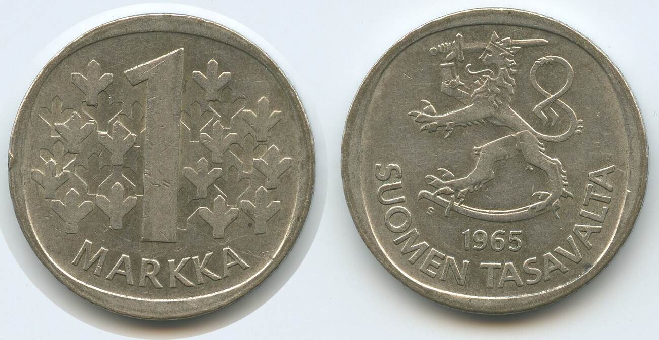 Finnland 1 Markka Silber 1965 S G13892 - Suomen Tasavalta Finland ...