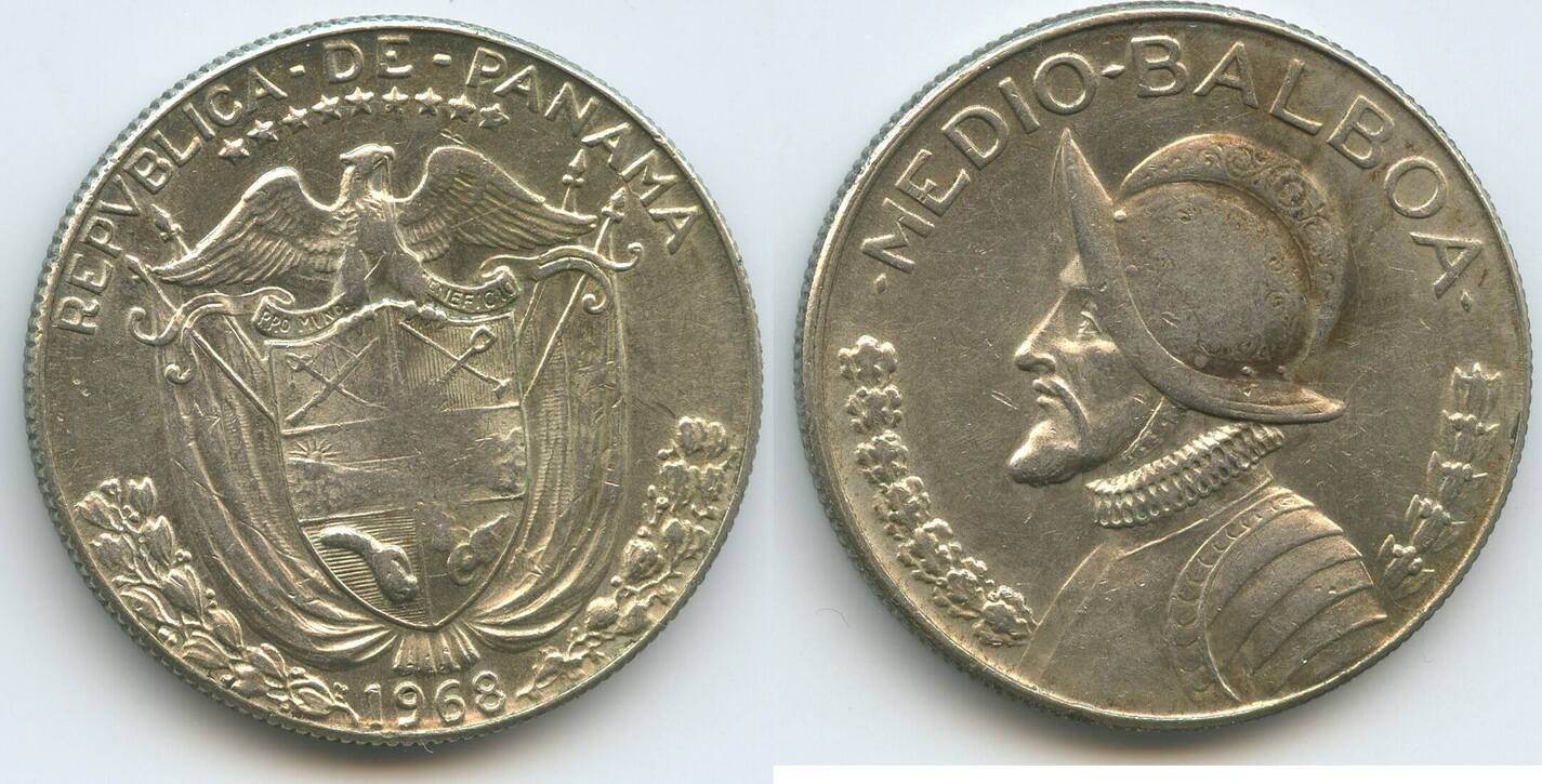 Panama ½ Balboa (Medio Balboa) Silber 1968 H0266 - Vasco Núñez de ...