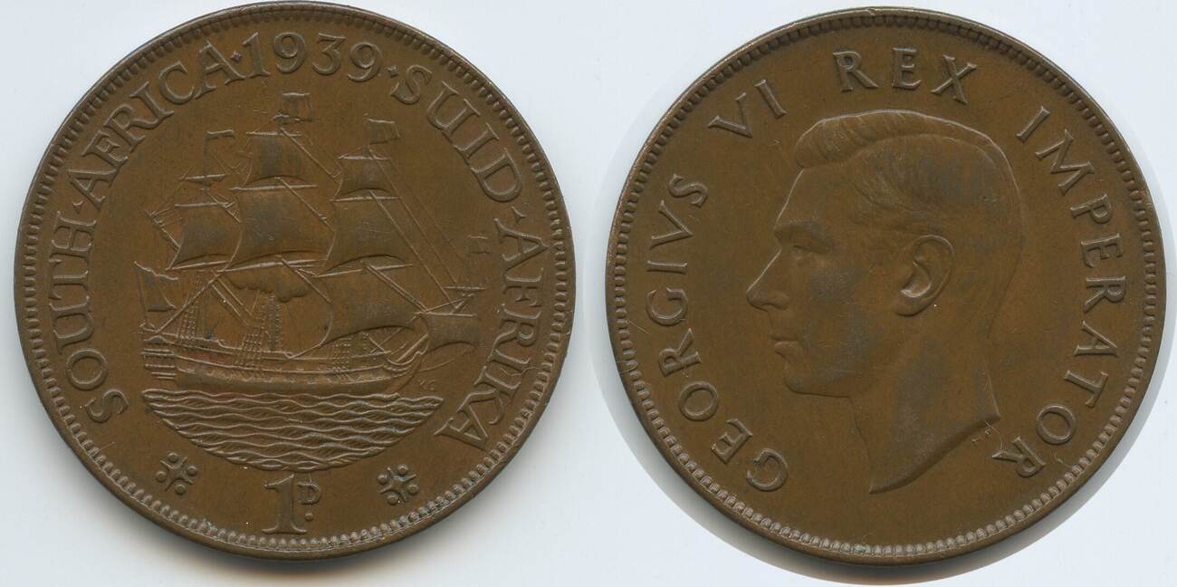Südafrika 1 Penny 1939 G9390 - Ship Dromedaris - King George VI. 1936 ...