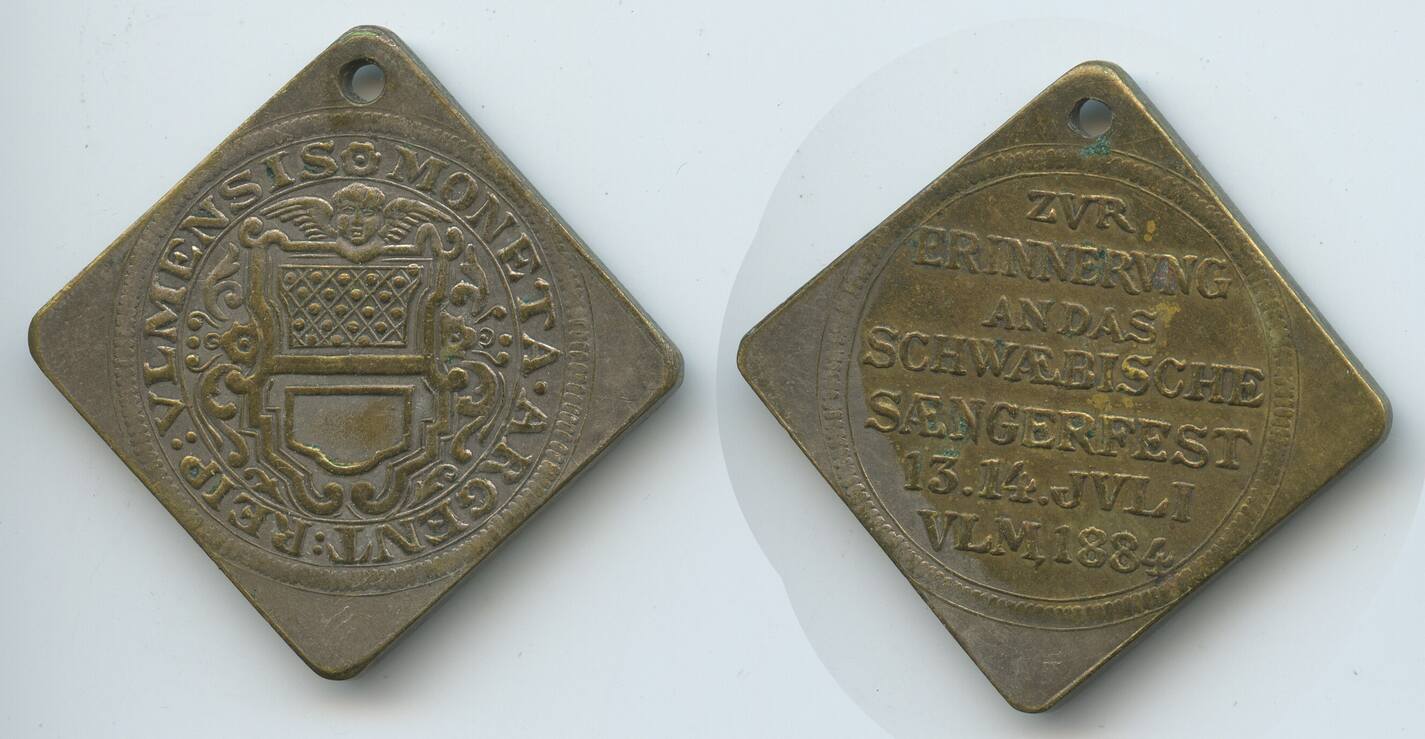 Deutsches Reich Kaiserreich Ulm Medaille Klippe leicht versilbert M ...