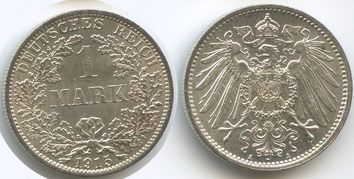 Deutsches Reich Kaiserreich 1 Mark 1915 A Berlin M#6649 - Germany Empire Wilhelm II. Fast ...