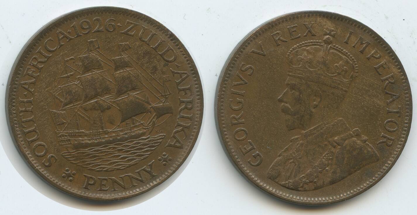 Südafrika 1 Penny 1926 G9523 - Rar Ship Dromedaris - King George V ...