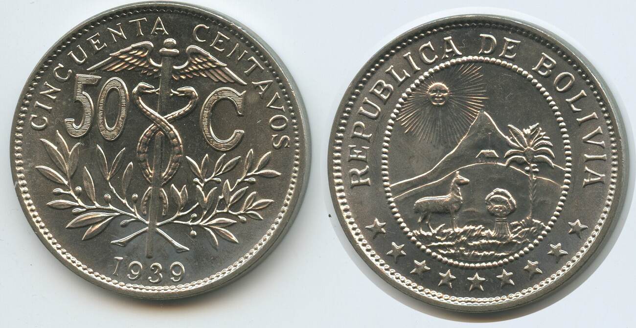 Bolivien 50 Centavos 1939 G15896 - Bolivia Unzirkuiert | MA-Shops