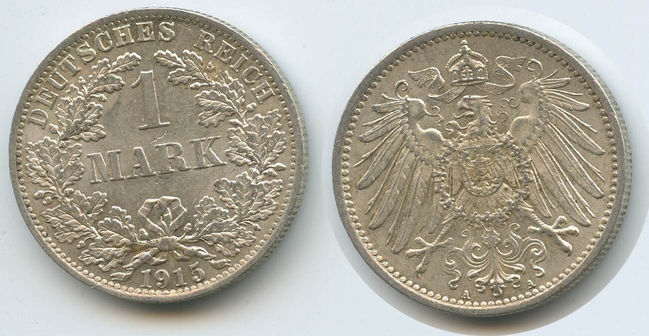 Deutsches Reich Kaiserreich 1 Mark Silber 1915 A Berlin G10260 - Wilhelm II. Germany Empire ...