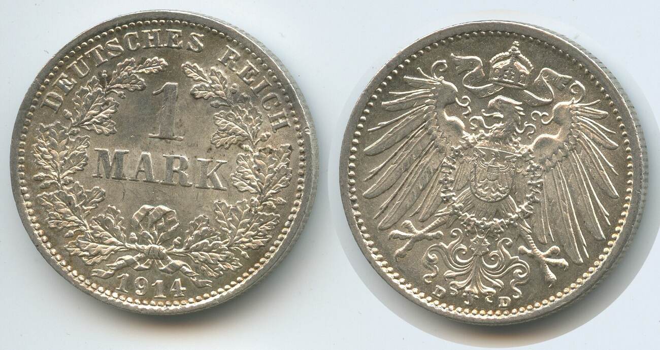 Deutsches Reich Kaiserreich 1 Mark Silber 1914 D München G10266 - Germany Empire Wilhelm II ...