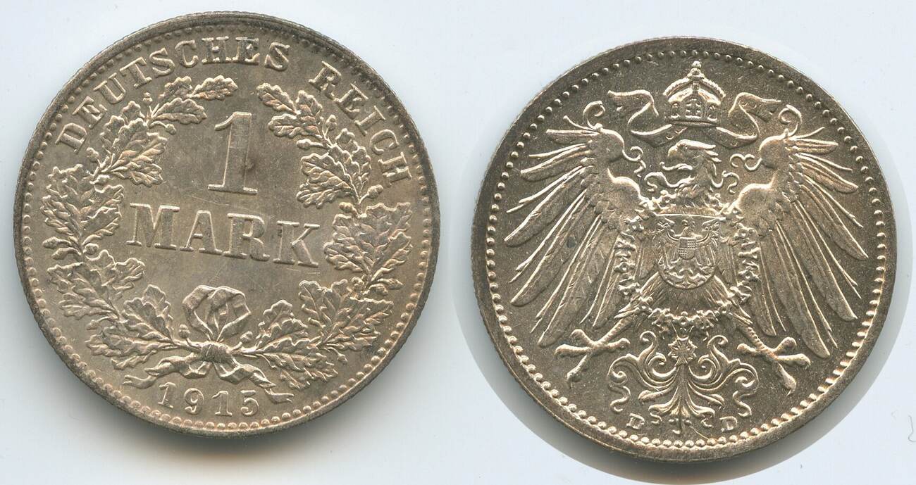 Deutsches Reich Kaiserreich 1 Mark Silber 1915 D München G10624 - Wilhelm II. Germany Empire ...
