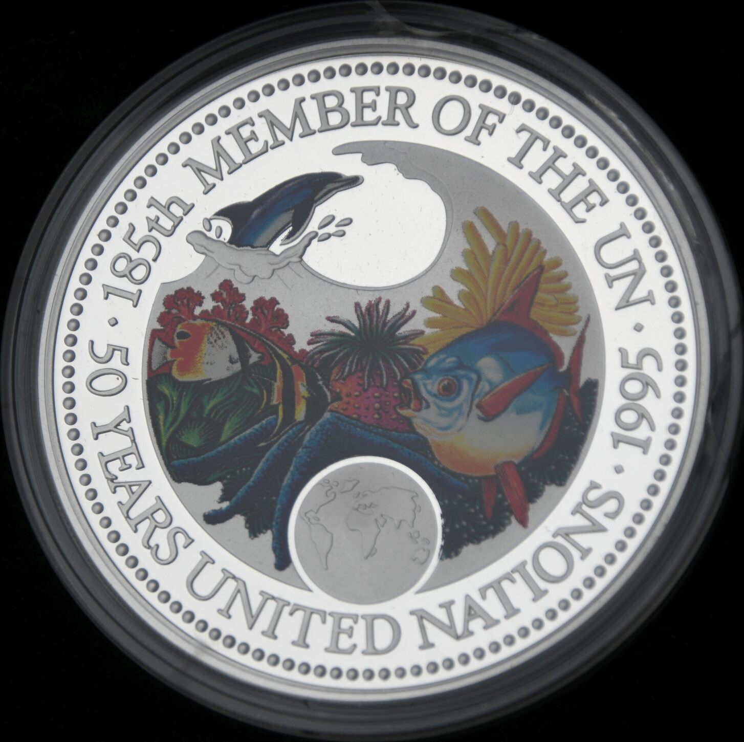 Palau 20 Dollars Silber 5 Unzen 1995 M#431 - United Nations 50th Anniversary - Marine Life ...