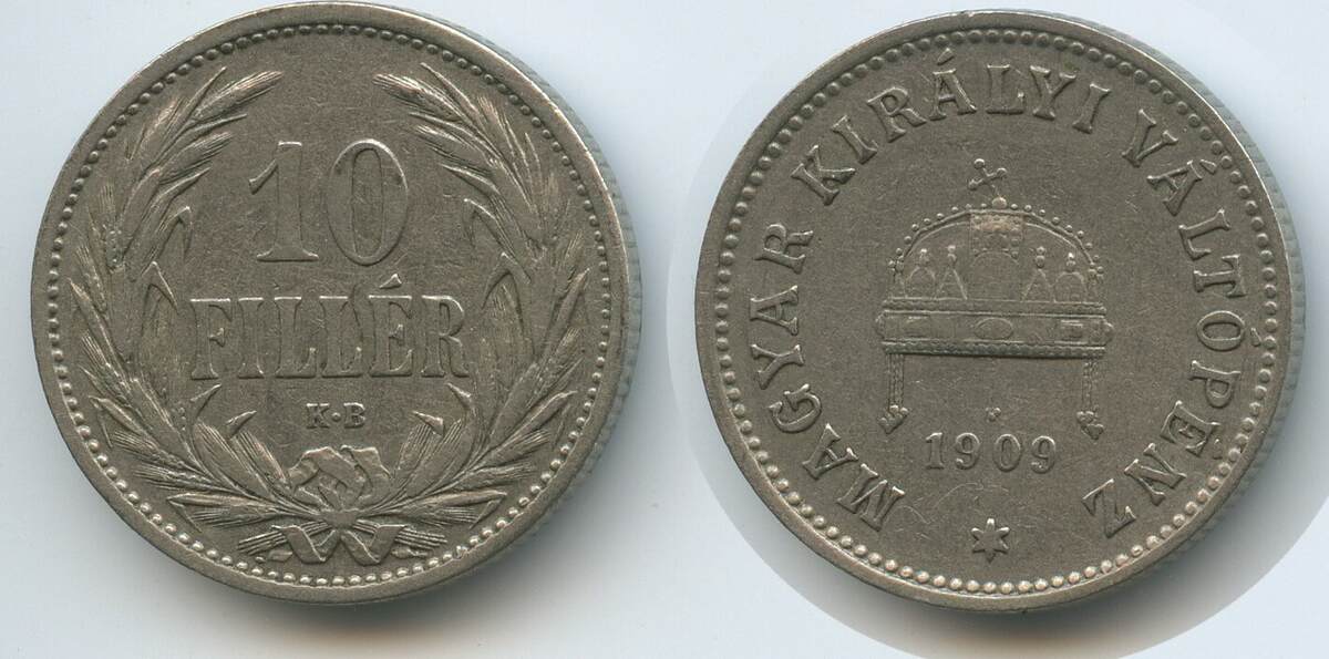 Österreich Ungarn Kaiserreich 10 Filler 1909 KB Kremnitz G4022 - Franz Joseph I. 1848-1916 ...