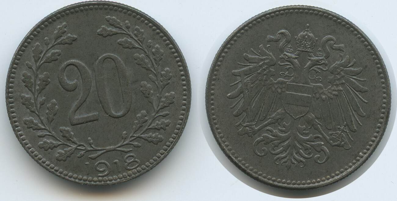 Kaiserreich Österreich WWI 20 Heller 1918 Wien G5580 - Karl I. 1916-1918 Austria Unzirkuiert ...