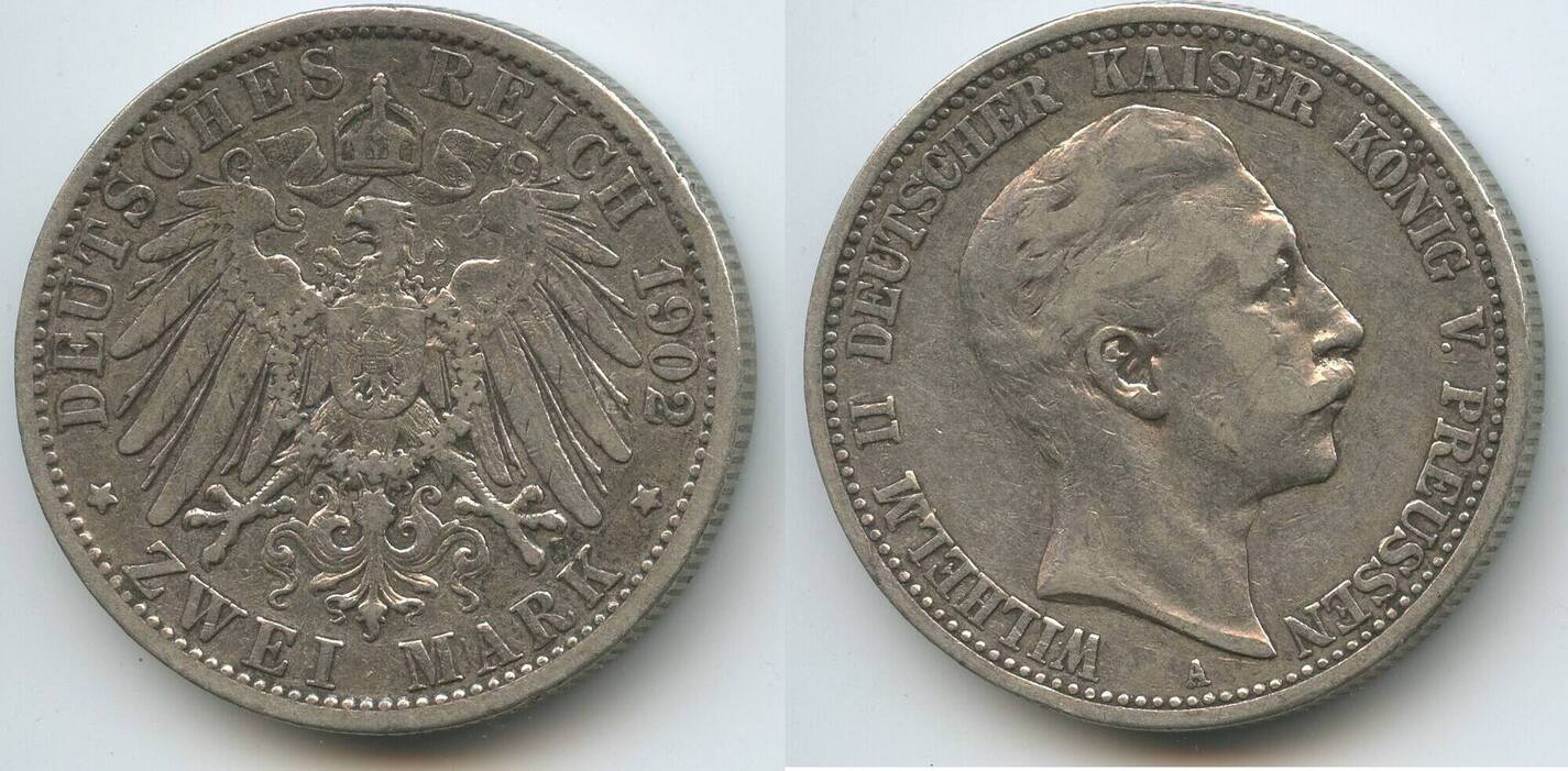 Deutsches Reich Kaiserreich Preussen 2 Mark Silber 1902 A Berlin S0156 ...