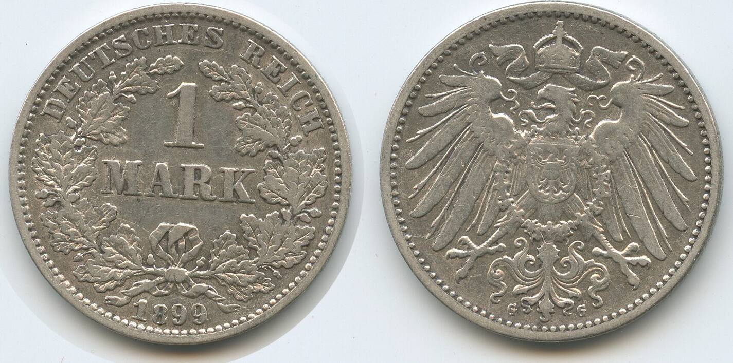 Deutsches Reich Kaiserreich 1 Mark Silber 1899 G Karlsruhe G10210 ...