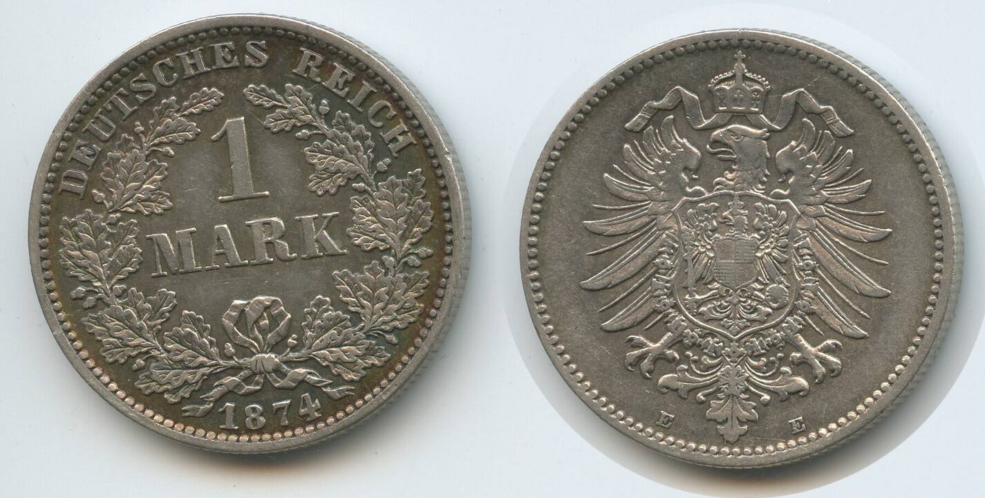 Deutsches Reich Kaiserreich 1 Mark Silber 1874 E Dresden G10320 - Wilhelm I. 1871-1888 Germany ...