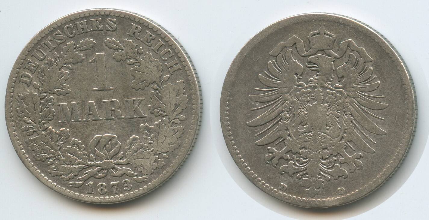 Deutsches Reich Kaiserreich 1 Mark Silber 1873 D München G10349 - Wilhelm I. 1871-1888 Germany ...