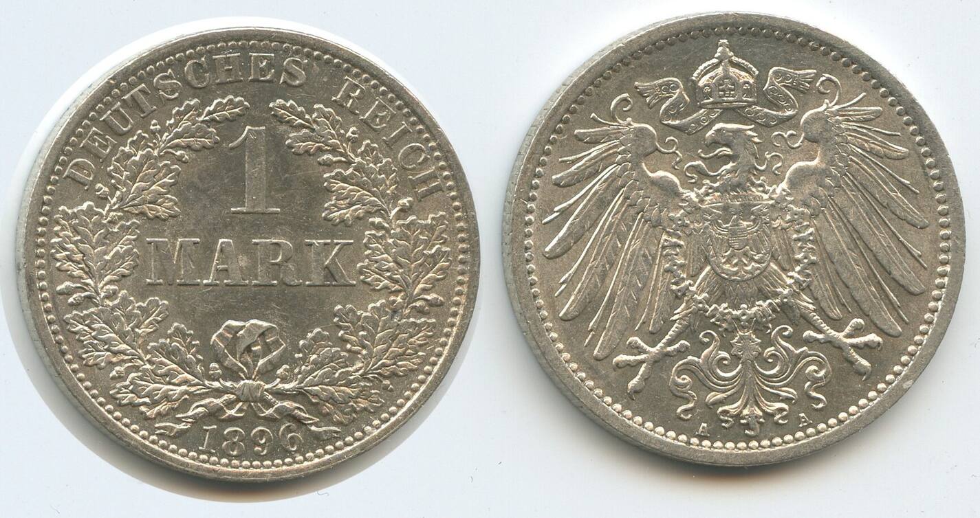Deutsches Reich Kaiserreich 1 Mark Silber 1896 A Berlin G10121 - Wilhelm II. 1888-1918 Germany ...
