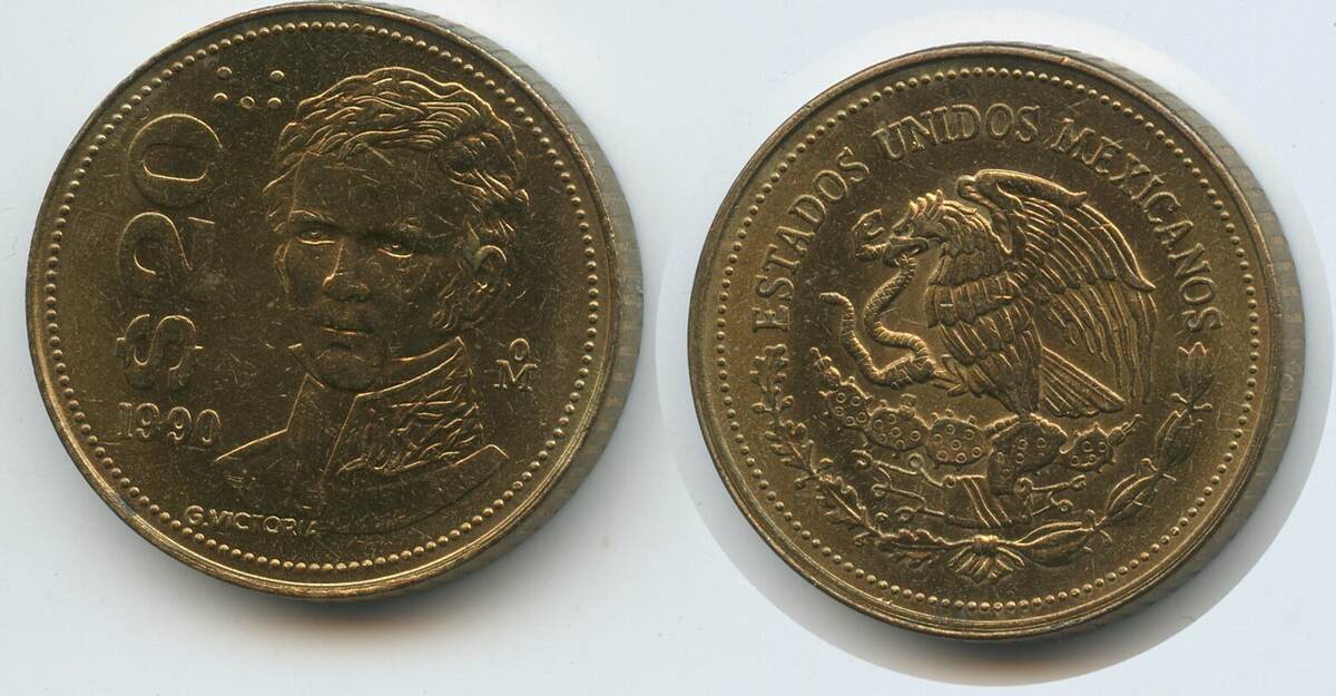 Mexiko - Mexican Republic 20 Centavos 1990 M° G2748 - Guadalupe ...