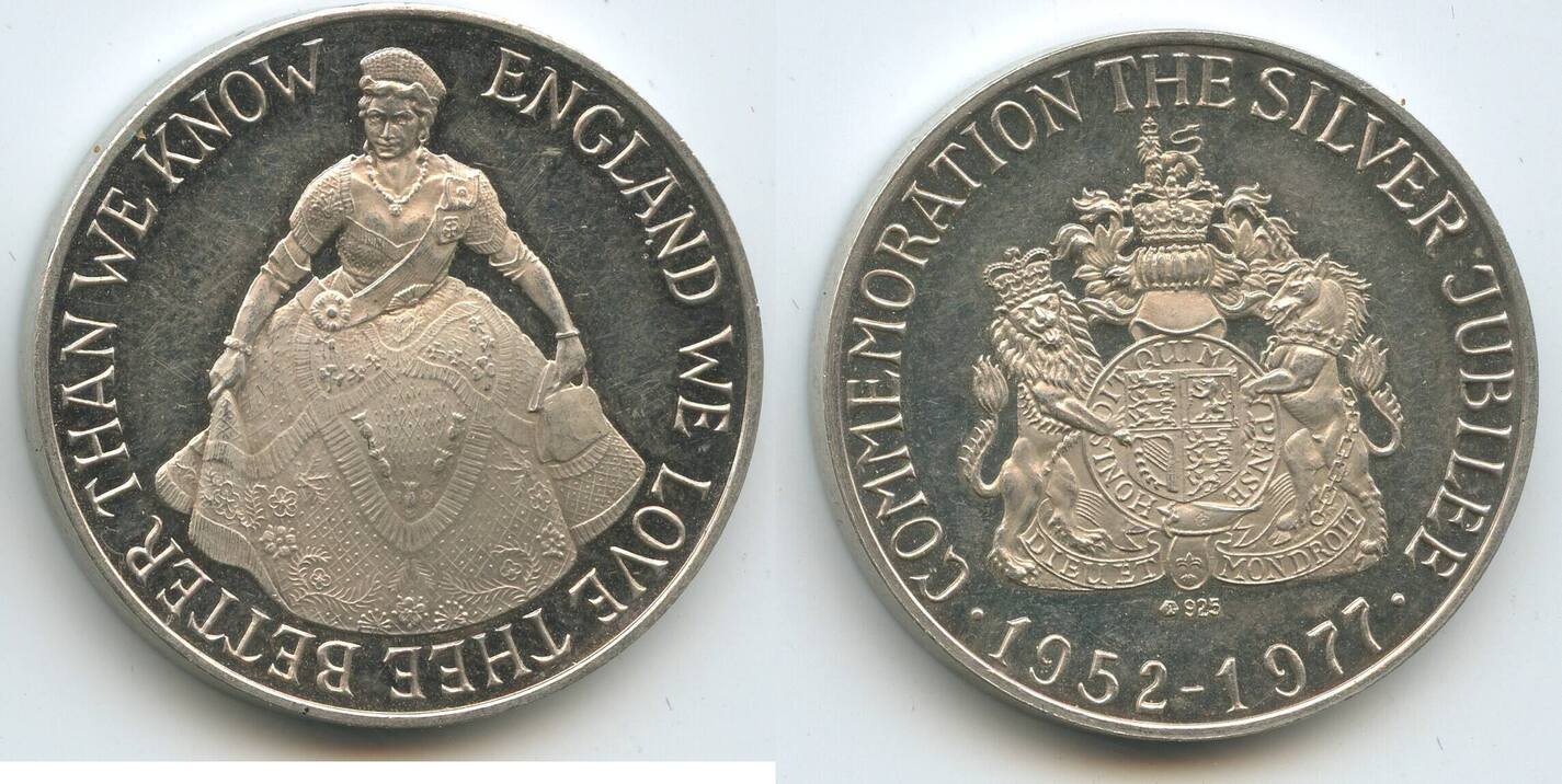 Großbritannien Great Britain United Kingdom Silbermedaille 1977 M#5836 ...
