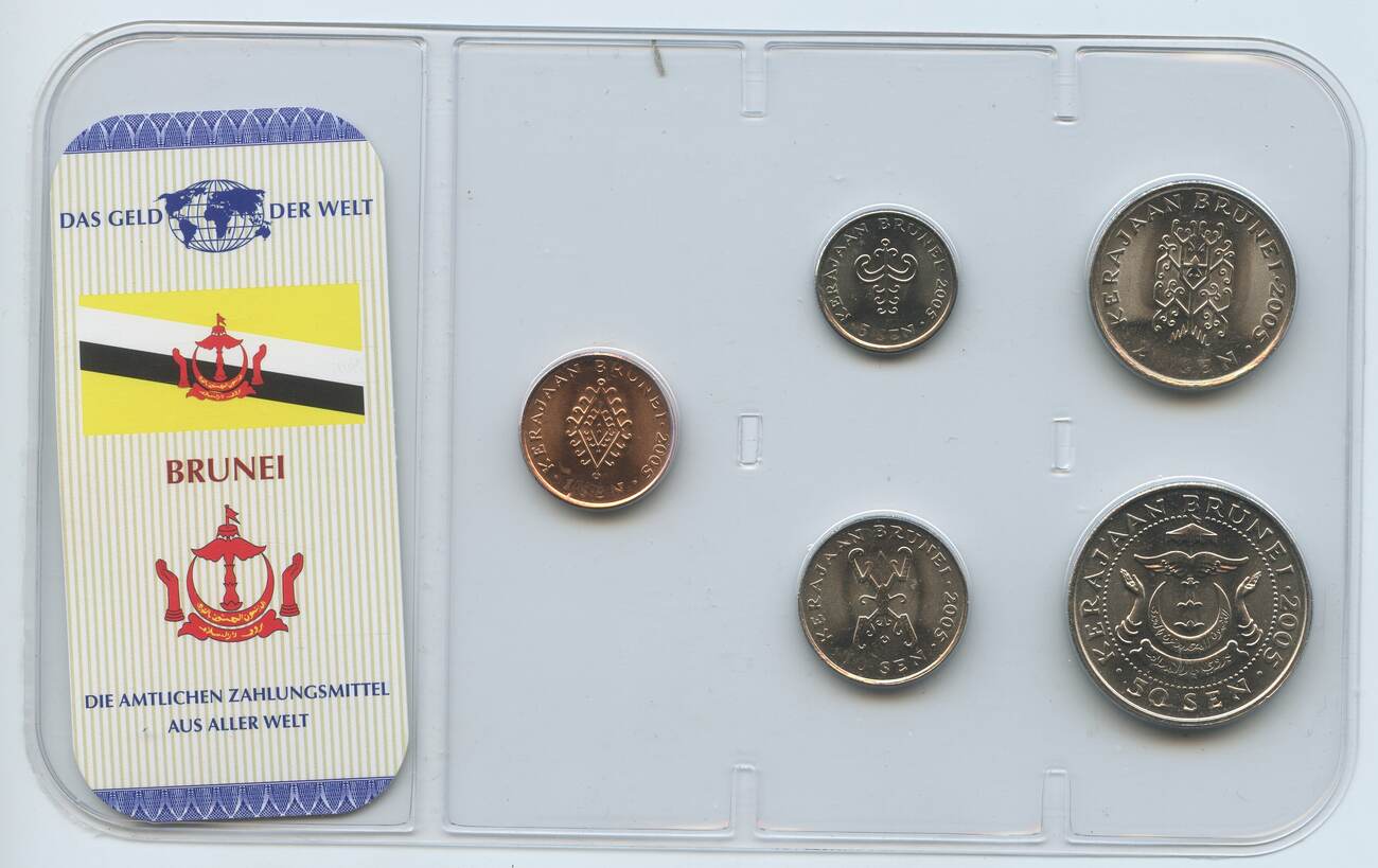 Brunei 1 Sen - 50 Sen KMS 2005 GN692k - Kursmünzensatz Coin Mint Set ...