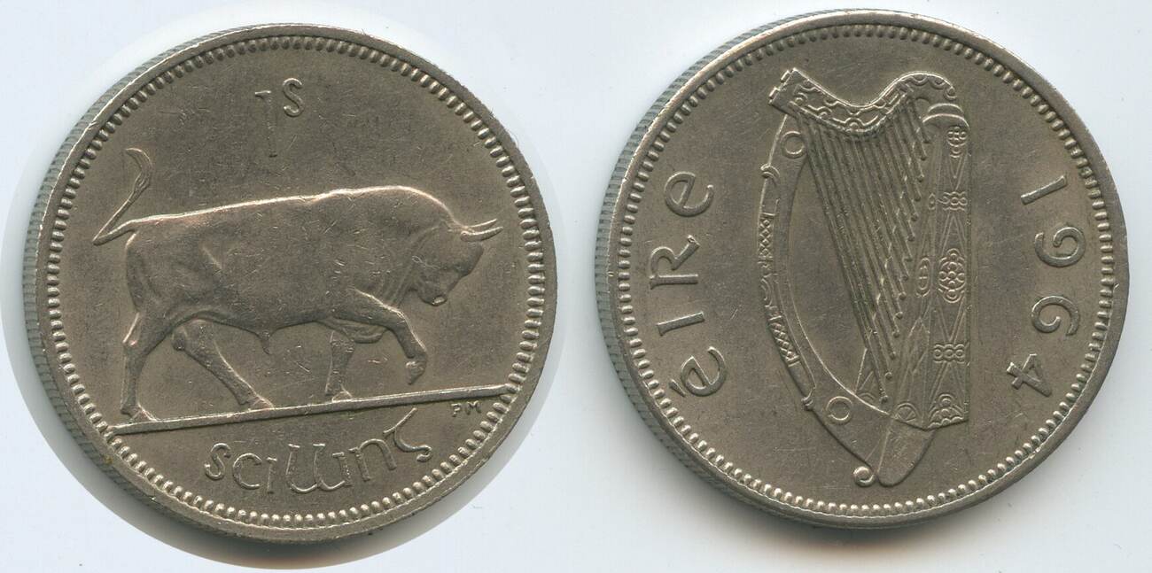 Irland 1 Shilling (1 Scilling) 1964 M#6909 - Bulle Stier Ireland Éire ...