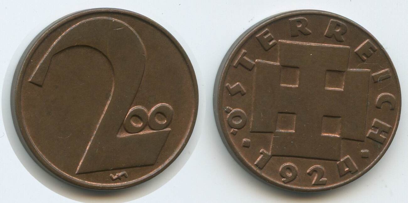 Österreich 200 Kronen (2 Groschen) 1924 G4223 - 1.Republik 1918-1938 ...