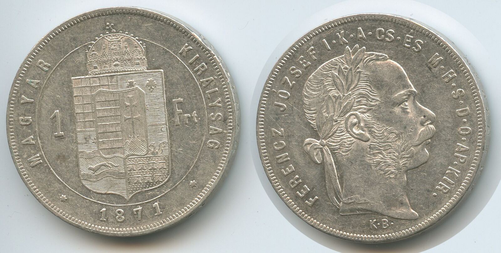Ungarn Kaiserreich Österreich 1 Forint Silber 1871 KB Kremnitz Kremnica G5655 - Franz Joseph I ...