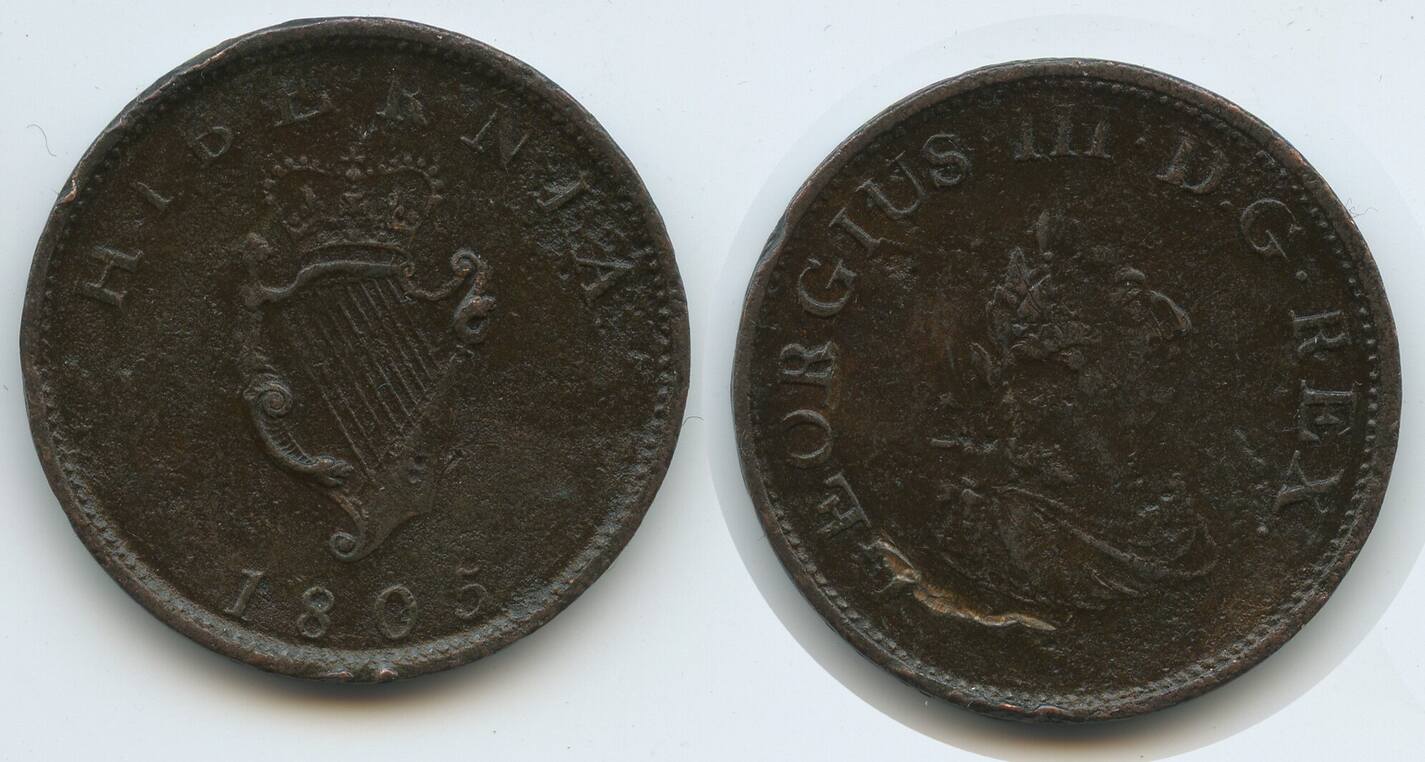 Irland ½ Penny (Half Penny) 1805 G7796 - King George III. 1760-1820 ...