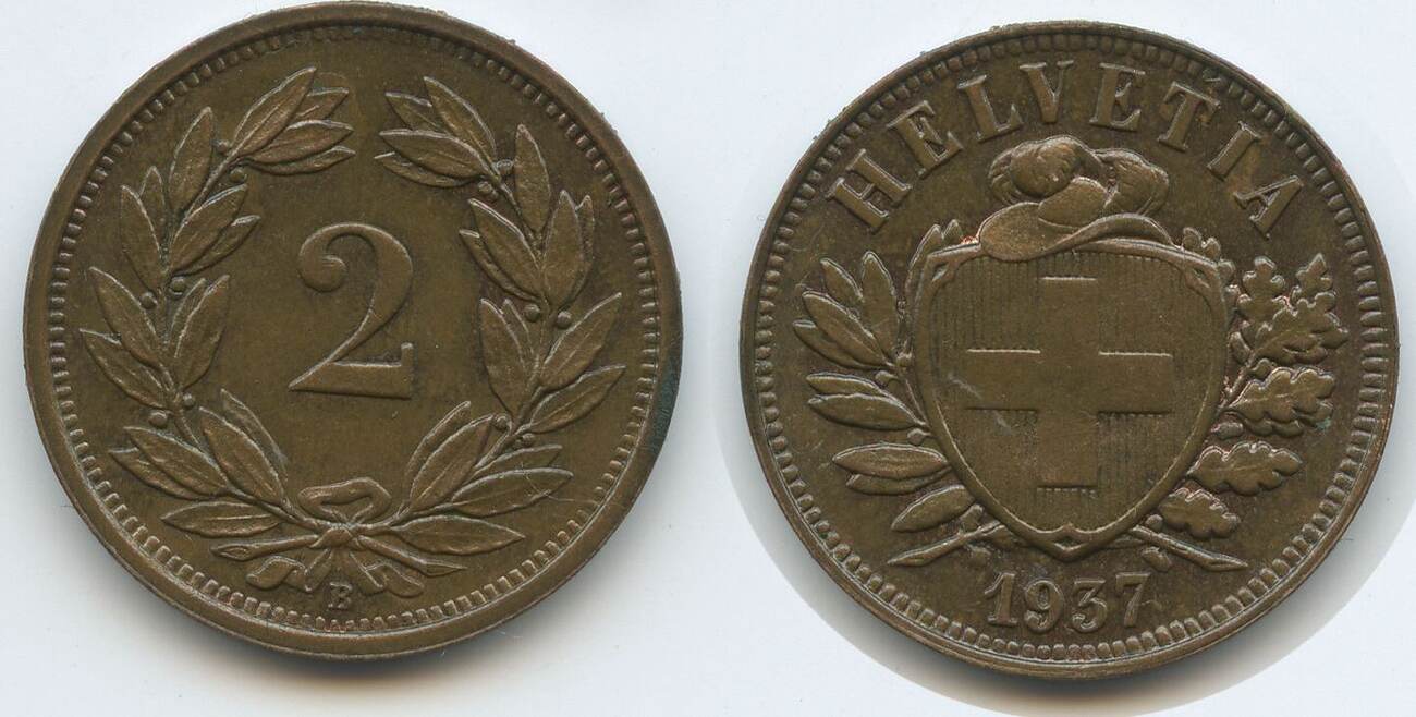 Schweiz Eidgenossenschaft 2 Rappen 1937 B Bern G11381 - Federal State Switzerland Suisse ...