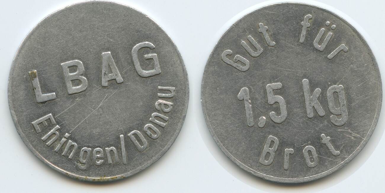 Deutschland Baden-Württemberg Brotmarke Wertmarke Jeton Token nd. T646 ...